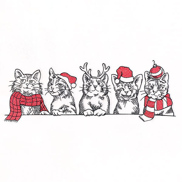 Meowy Christmas Cats Border – Urban Threads