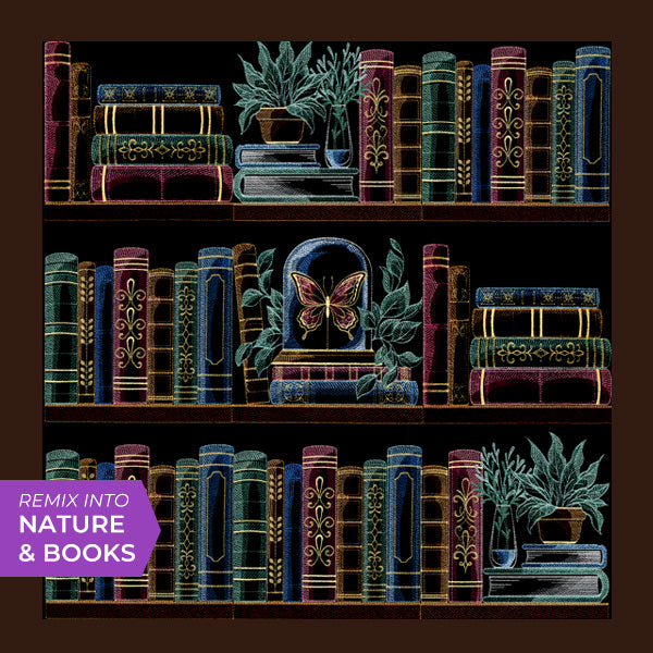 Build a Bookshelf Scene – Horizontal Book Stack – Urban Threads